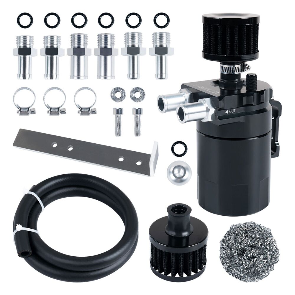 Universal Oil Catch Can Tank Kit Polish Baffled Reservoir with Breather ...